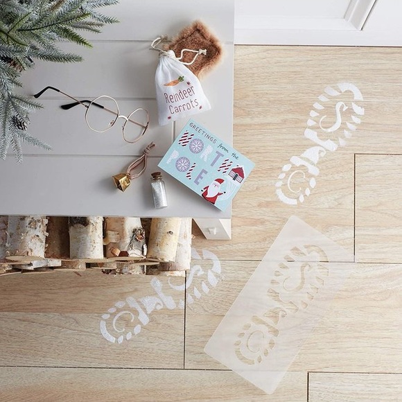 Holiday | Christmas Santa Claus Glitter Footprint Boot Outline Stencil ...